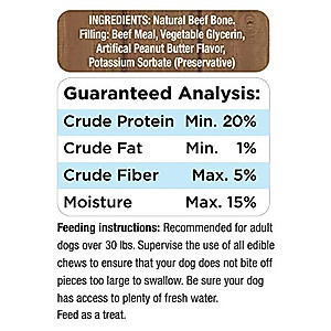 Cadet Stuffed Shin Bone for Dogs - Long-Lasting Peanut Butter Flavored Dog Chew Bone for Aggressive Chewers - Supports Dog Dental Health, Large (1 Count)