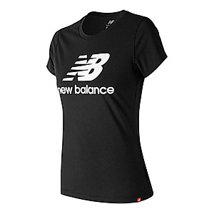 New Balance Women's NB Essentials Stacked Logo Short Sleeve 19, Black, Large