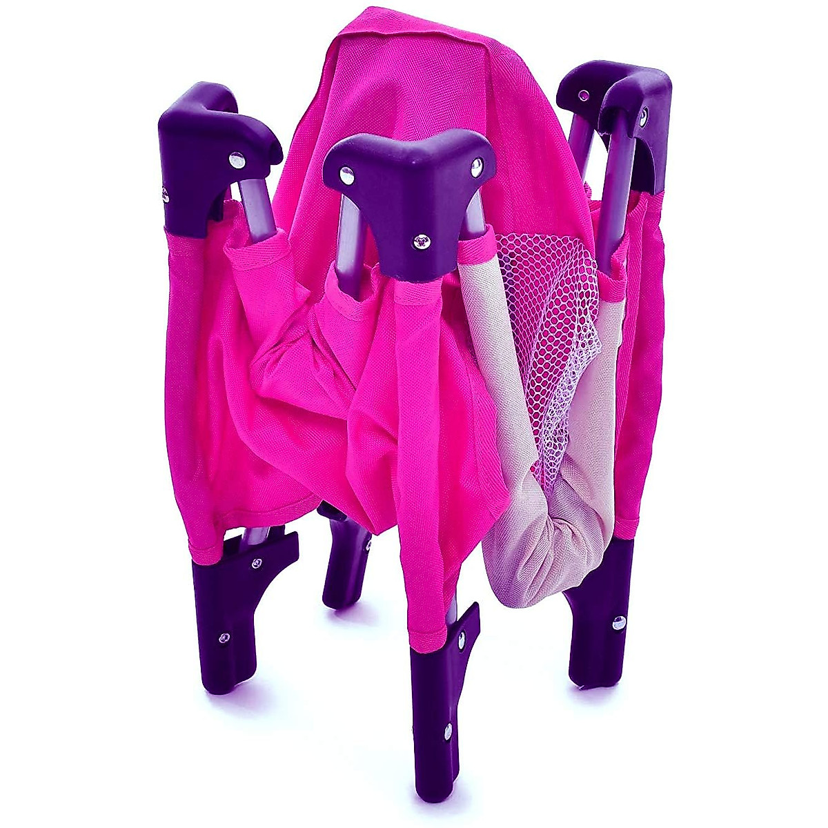 fash n kolor Doll Pack N Play Crib Fits up to 18" Dolls Blanket and Carry Bag Included (Hot Pink)
