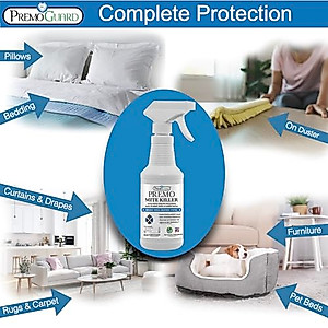 Mite Killer Spray by Premo Guard – Treatment for Dust Spider Bird Rat Mouse Carpet and Scabies Mites – Fast Acting 100% Effective – Child & Pet Safe – Best Natural Extended Protection (16 oz)