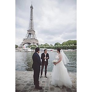 CSYPJYT Women's White Lace Short Wedding Bridal Veil with Comb 2 Tier