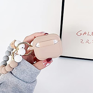 AirPod 3 Case,Gtinna Fashion Cute Stripe Airpods 3rd Case(2021),Soft Silicone Case for AirPod 3 Wireless Charging Case with Silicone Beaded Bracelet Tassel Charm Keychain Accessories (Khaki)