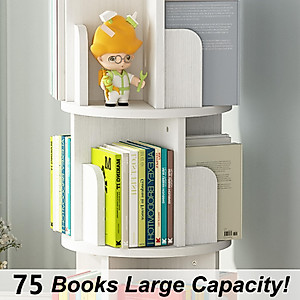 GarveeHome Rotating Bookshelf 3 Tier, 360 Display Bookcase Storage Rack for Kids & Adults, Corner Spinning Book Shelf for Small Space, Wood Revolving Bookcase Organizer for Bedroom, Living Room, White