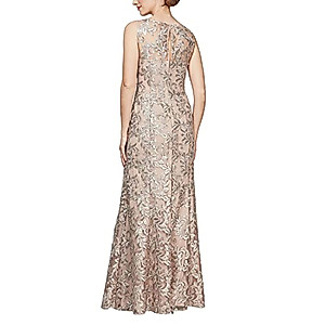 Alex Evenings Women's Petite Long Sleeveless Dress with Shawl, Champagne, 8P