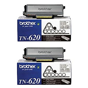 Brother Genuine TN620 2-Pack Standard Yield Black Toner Cartridge with Approximately 3,000 Page Yield/Cartridge