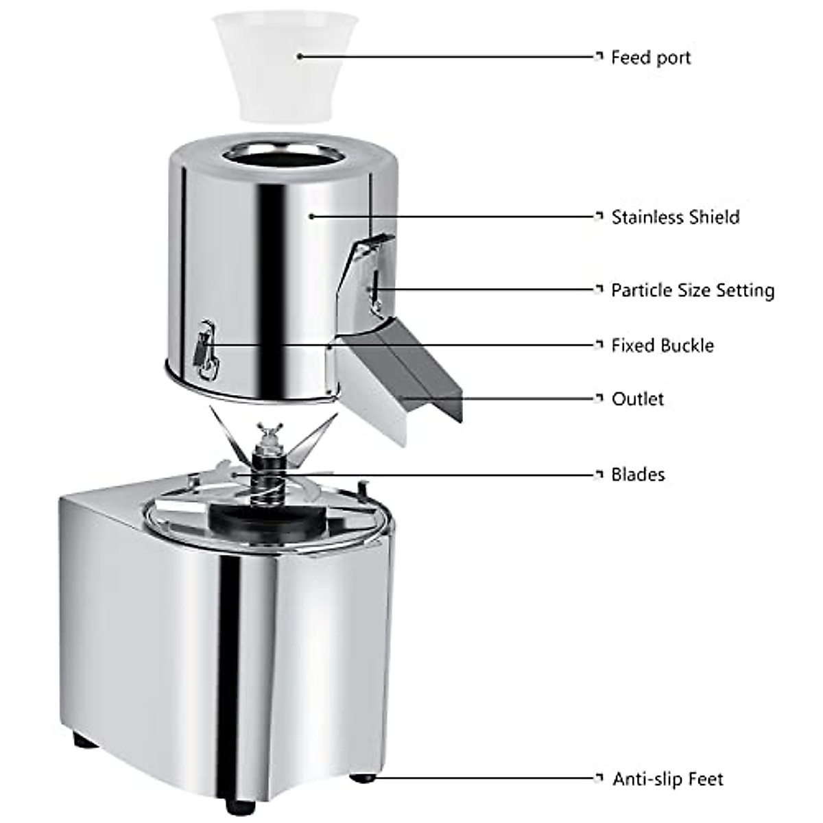 DIYAREA Electric Vegetable Fruit Chopper,550W 110V Commercial Veggies Slicer Grinder Processor Machine with Outlet Baffle for Commercial and Domestic Use