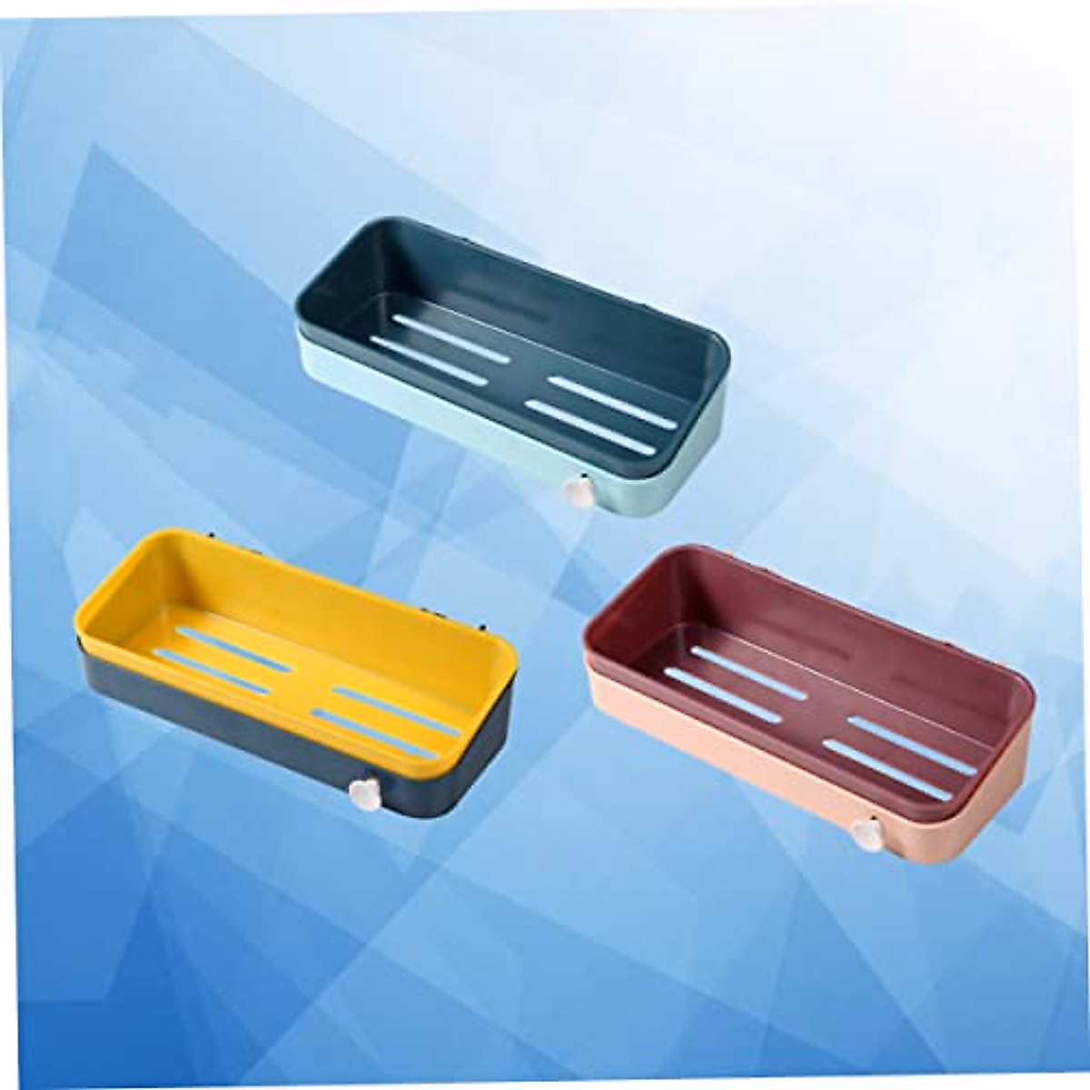 Healeved 3pcs Shampoo Holder Organizer Wall Shower Shelf Rack Kitchen Wall Punch Free Supportor Practical Rack Commodity Shelf Storage Rack Toothpaste Holder Soap Holder Suction Wall