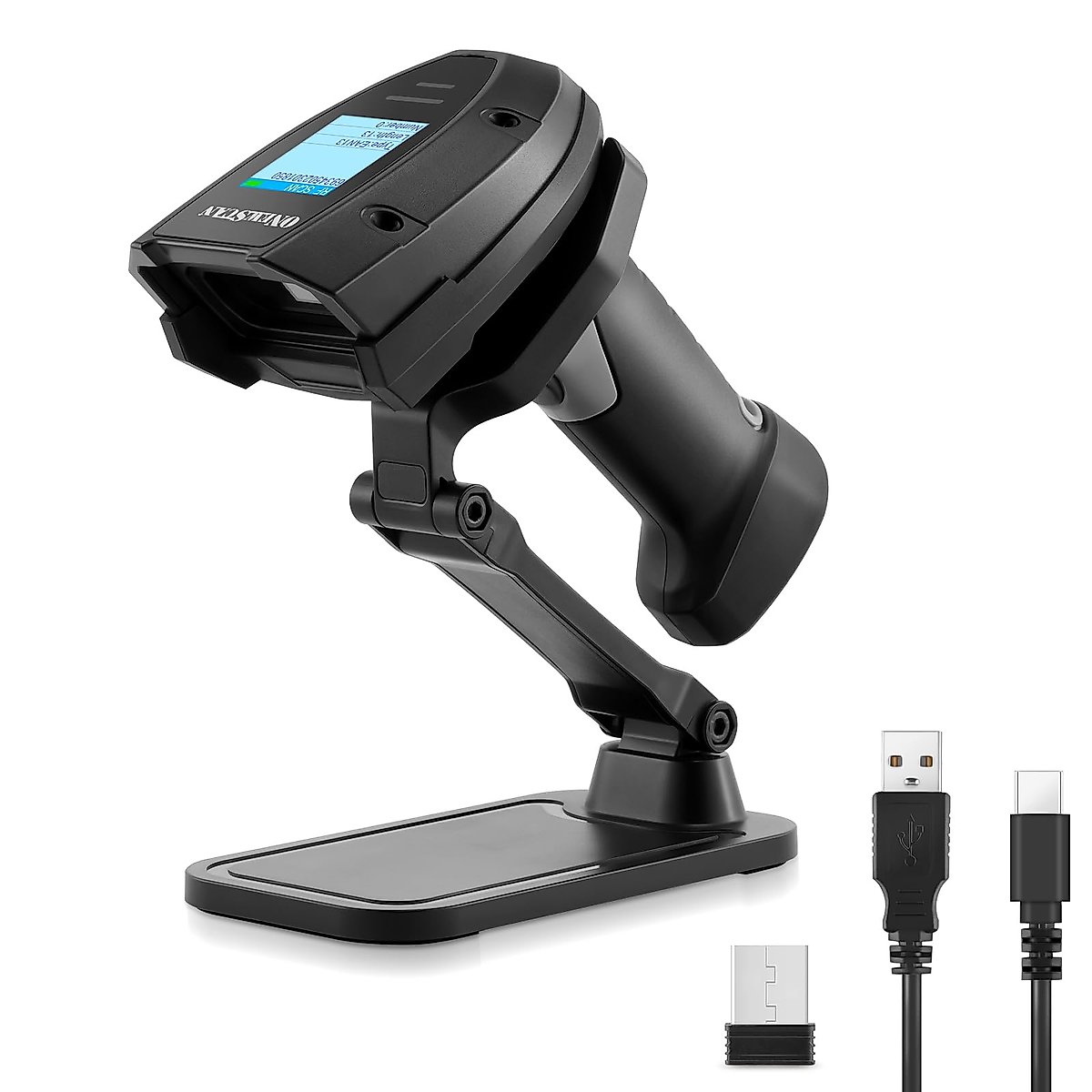 Barcode Scanner Wireless, Onewscan 1D Laser Barcode Reader with Stand 2.4G Wireless & USB Wired Connection 2 in 1 Plug and Play Handheld Bar Code Scaners