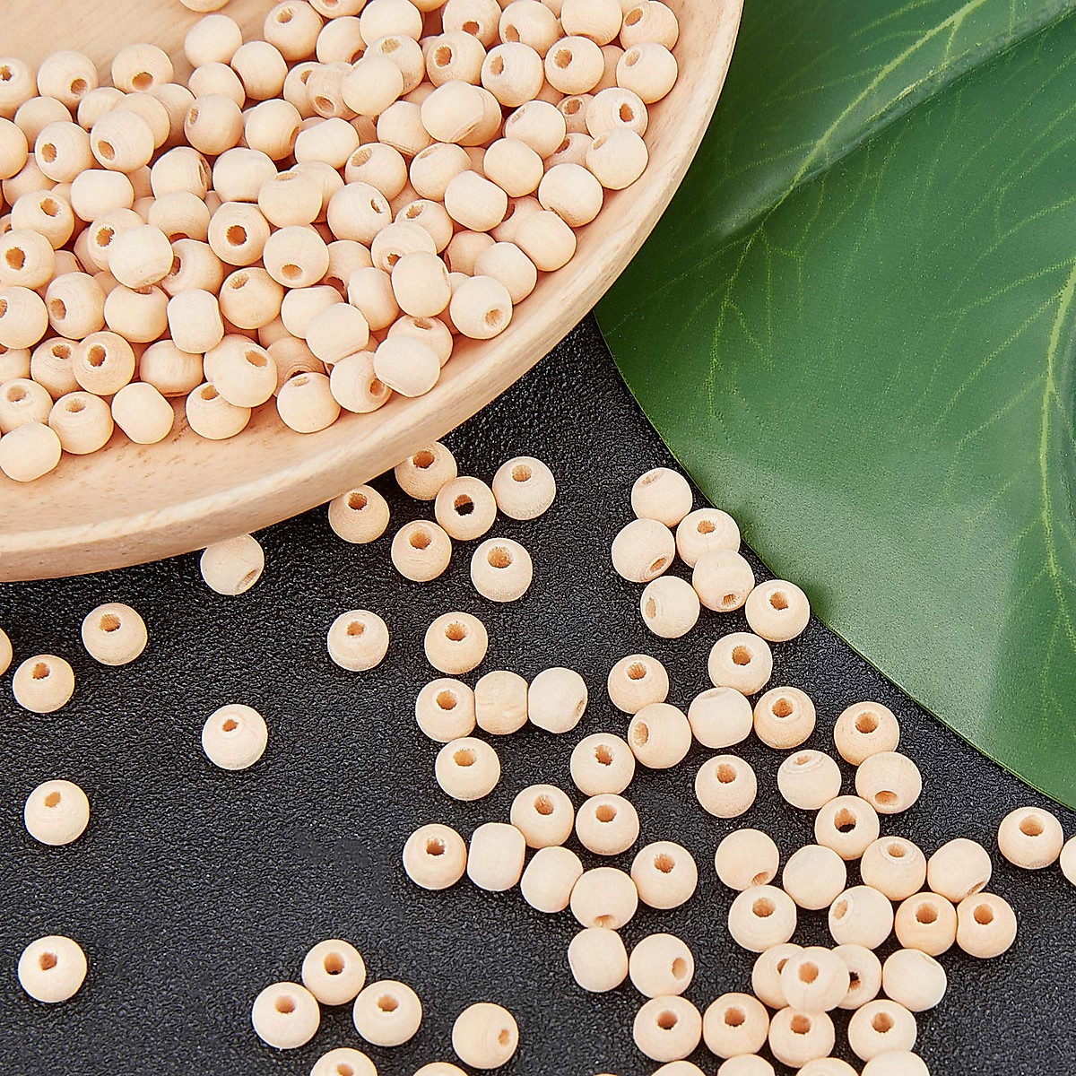 PandaHall 5000pcs Natural Wood Beads Bulk, 6mm Unfinished Wooden Beads Round Loose Beads Smooth Spacer Beads for Bracelet Necklace Jewelry and Crafts Making, Hole 2~3mm