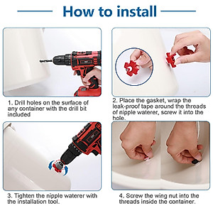 MEWTOGO 20 Pack Horizontal Chicken Nipples Waterer, Automatic Poultry Nipples Horizontal Side Mount Chicken Drinkers for Chicken Quail Duck