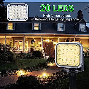 T-SUN Solar Spotlights, Solar Outdoor Spot Lights Warm White IP65 Waterproof Garden Lights Lawn Light Outdoor Spotlight Auto On/Off for Garden Yard Lawn Path 1 in 1 2Pack