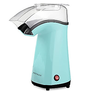 Nostalgia Popcorn Maker, 16-Cup Healthy Hot Air Popcorn Machine, Oil Free, Kernel Measuring Cup and Butter Melting Tray, Aqua