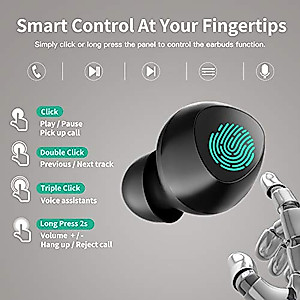 Hestom S10 Bluetooth 5.0 True Wireless Earbuds, IPX8 Waterproof 30H Cyclic Playtime HI-FI Stereo Headphones with Type c Charging Case, in-Ear Earphones Headset with mic for Sport