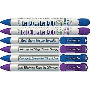 Greeting Pen Serenity Prayer Inspirational Purple and Blue Pens with Rotating Messages 6 Pack (36025)