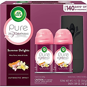 Air Wick Automatic Spray Starter Kit (Gadget + 2 Refills), Summer Delights, Essential Oils, Air Freshener, Odor Neutralization