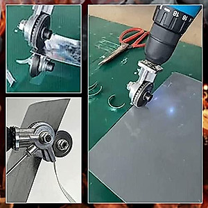 Electric Drill Plate Cutter, Electric Drill Shears Attachment Cutter Nibbler, Double Headed Sheet Metal Nibbler Cutter, Safe and Durable Drill Attachment for Metal Cutting
