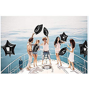 [10 Pack] Star Shape Foil Balloons, 18" Mylar Aluminum Foil Balloons 45cm Decorations for Birthday Party Wedding Engagement Party Celebration Holiday Show Party Activities (Black, 18Inch)
