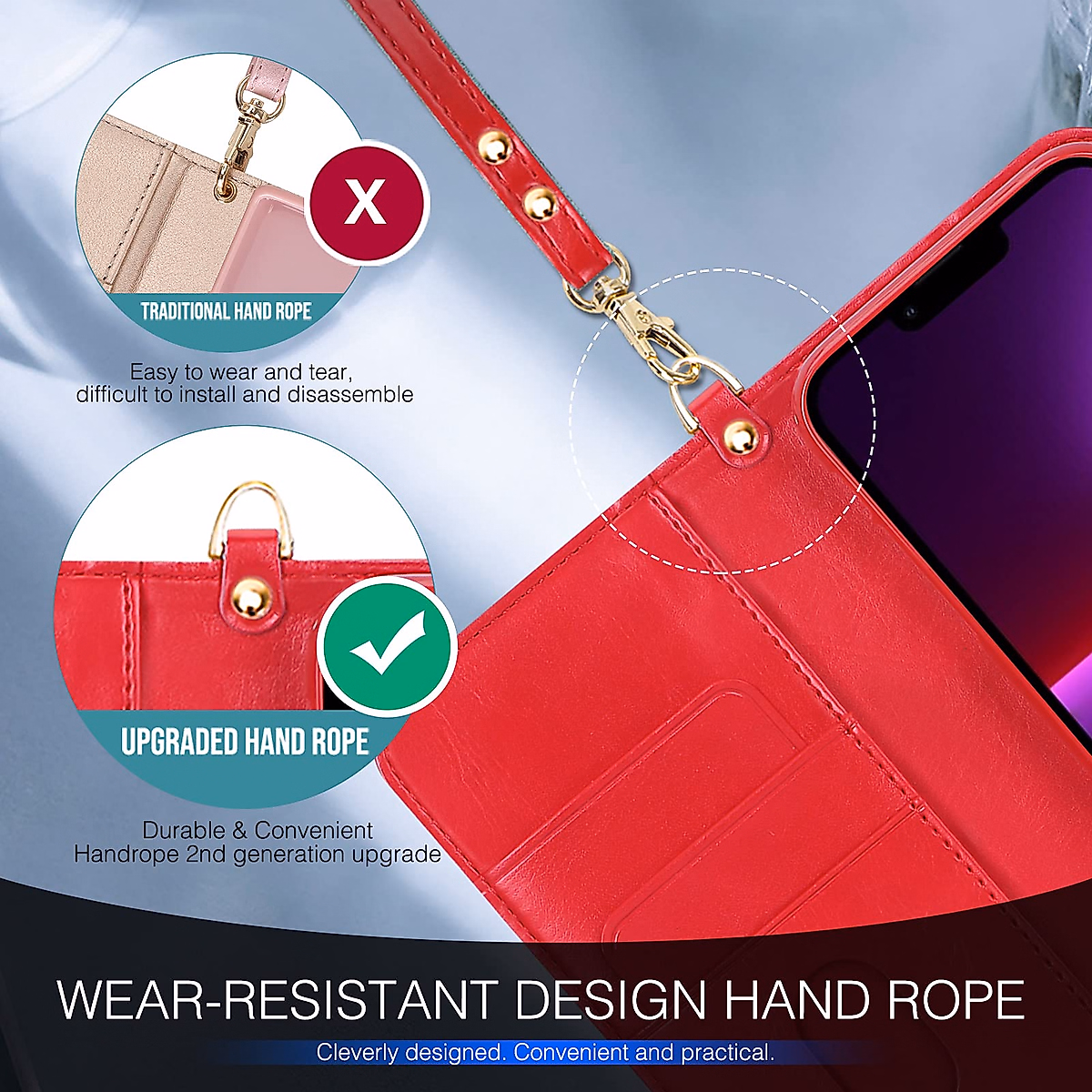 FYY Compatible with iPhone 13 Pro Case, [Kickstand Feature] Luxury PU Leather Wallet Case Flip Folio Cover with [Card Slots] and [Note Pockets] Case for iPhone 13 Pro 5G 6.1" Red