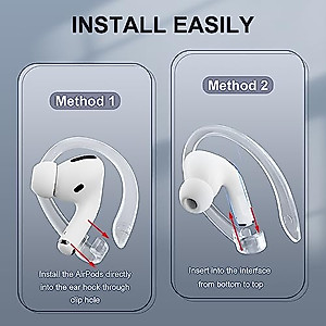 ICARERSPACE 2 Pairs AirPods Ear Hooks for AirPods Pro 2, AirPods Pro, AirPods 3, 2 & 1, Upgraded Anti Slip Sports Clip Hooks for AirPods 1, 2, 3, Pro and Pro 2 – Transparent