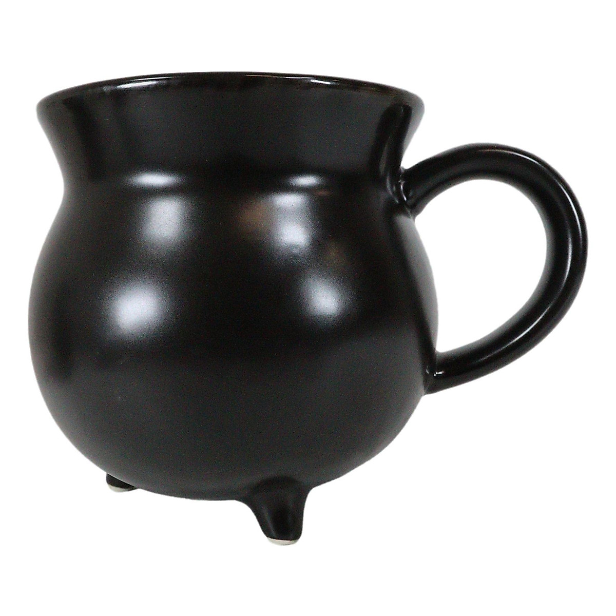 Ebros Wicca Sacred Witch's Potion Reduction Fired Porcelain Black Cauldron Shaped Bowl Or Large Mug 32oz With Handle Hot Cocoa Coffee Tea Cereal Soup Mugs Bowls Occult Witchcraft