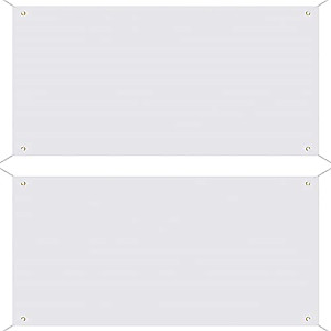 SUMERSHA 2 Pack Large Blank Banners, 2 x 4 Feet Polyester Oxford Cloth White Banner with Hanging Rope for Wall Signs, DIY Painting, and Writing, Indoor Outdoor Display and Party Decoration