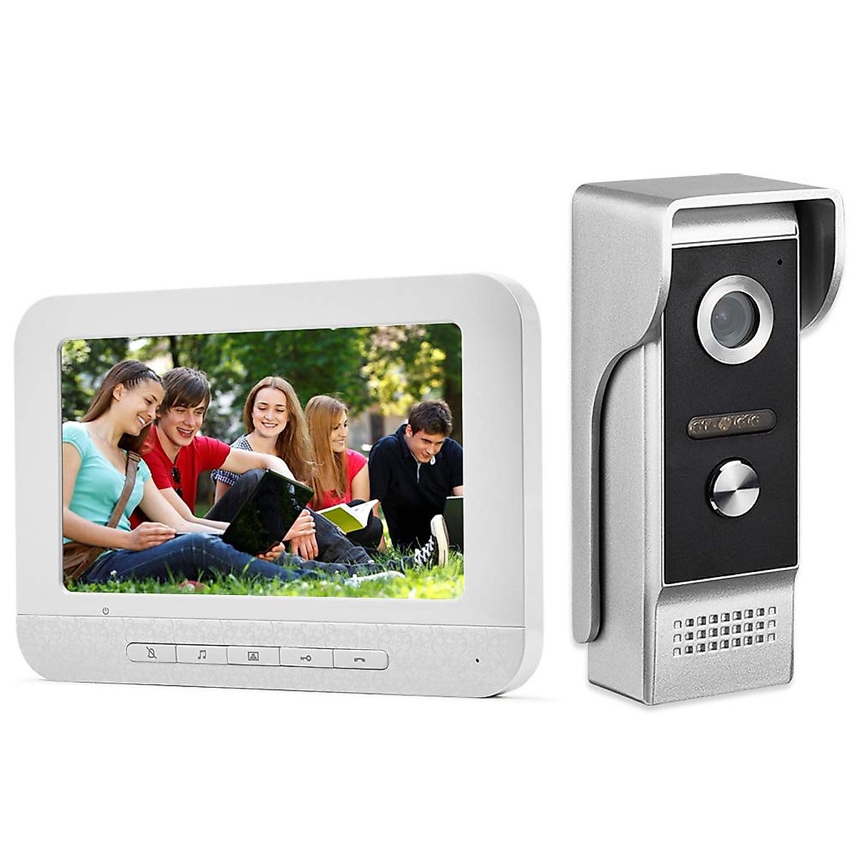 AMOCAM Video Intercom System, 7 Inche Monitor Wired Video Door Doorbell Kit, Outdoor IR Camera Door Intercom, Support Monitoring, 2-Way Intercom Unlocking for Home
