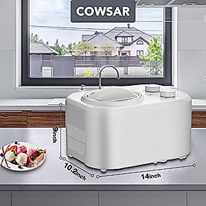 COWSAR Fully Automatic Ice Cream Maker with Built-in Compressor,Fruit Yogurt Machine Pre-freezing is No Needed,Removable Ice Cream Bowl, Easy Clean (CH-IC3910-2)