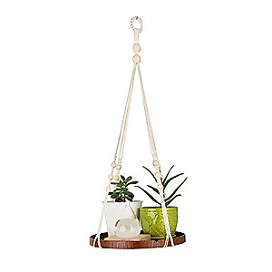 TIMEYARD Macrame Plant Hanger - Indoor Hanging Planter Shelf - Decorative Flower Pot Holder - Boho Bohemian Home Decor, in Box, for Succulents, Cacti, Herbs, Small Plants