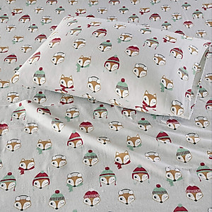 Intelligent Design Cozy Soft 100% Cotton Flannel Print Animals Stars Cute Warm, Ultra Soft Cold Weather Sheet Set Bedding, Twin, Green Cactus 3 Piece