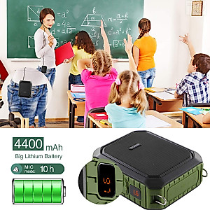 Voice Amplifier for Teachers, Portable Speaker with Wired Microphone, Personal PA System and Megaphone, 18W, 4400mAh, Feature Bluetooth, Record, Waterproof, for Teaching, Speech Tour Guide M800
