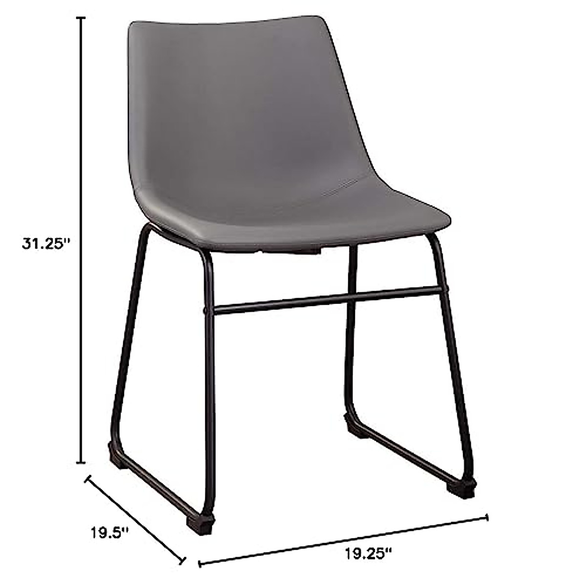 Signature Design by Ashley Centiar Urban Industrial 19" Faux Leather Bucket Dining Chair, 2 Count, Gray