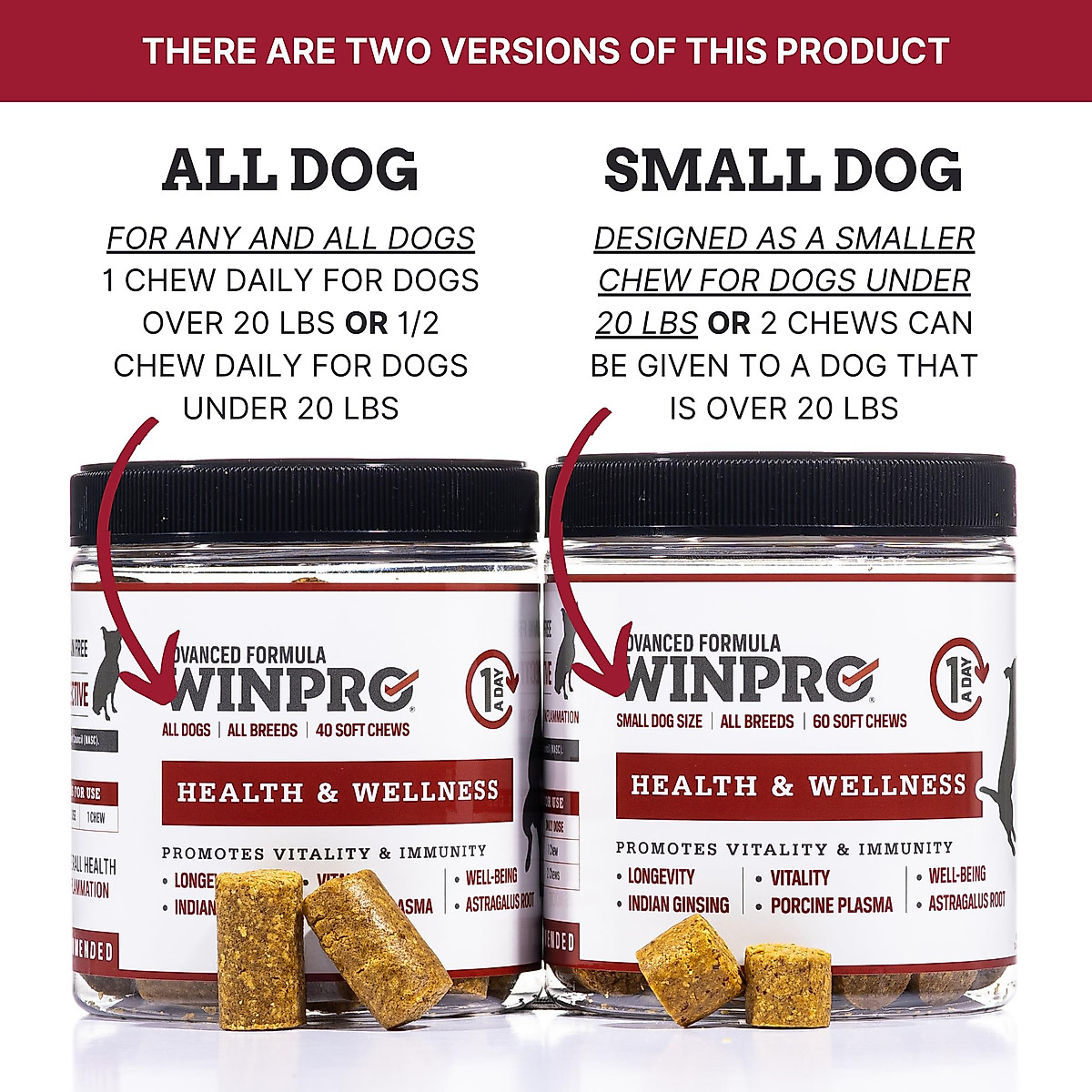 WINPRO Pet Health & Wellness Chews for Dogs, 40 Soft Chews, Plasma Powered, Grain Free Supplement for Dogs Providing Vitality and Immunity Support