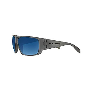 Native Eyewear Sightcaster Rectangular Sunglasses, Matte Smoke Crystal/Blue Reflex Polarized, 64 mm