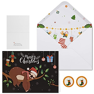HERZOME Christmas Cards, Holiday Greeting Cards with Envelopes and Stickers 6.3in x 4.72in - Set of 30 - Animal Collection for Winter Xmas Season