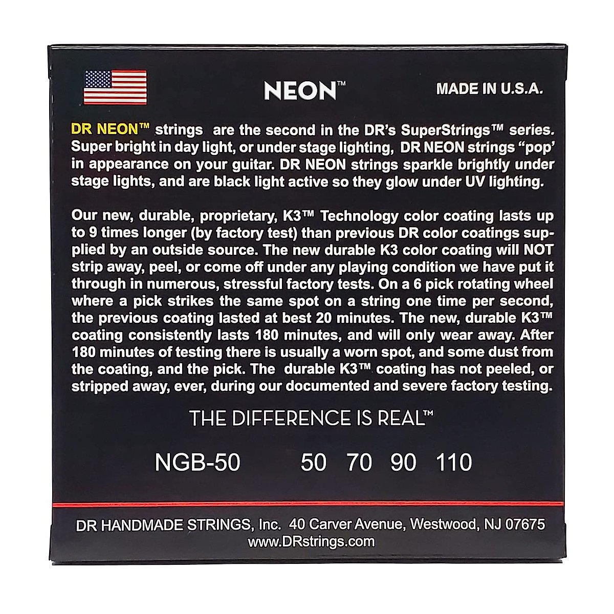 DR Strings Hi-Def NEON Green Coated 4-String Bass Strings Heavy (50-110)