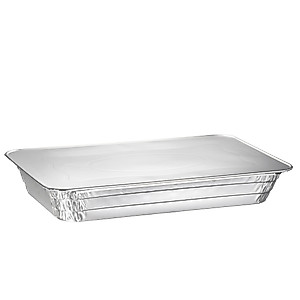 Full Size Deep Steam Aluminum Table Pans - Disposable to go Foil Pans for Chafing, Baking, Storing and Catering Containers (21” x 13” x 3”) (10, With Lids)