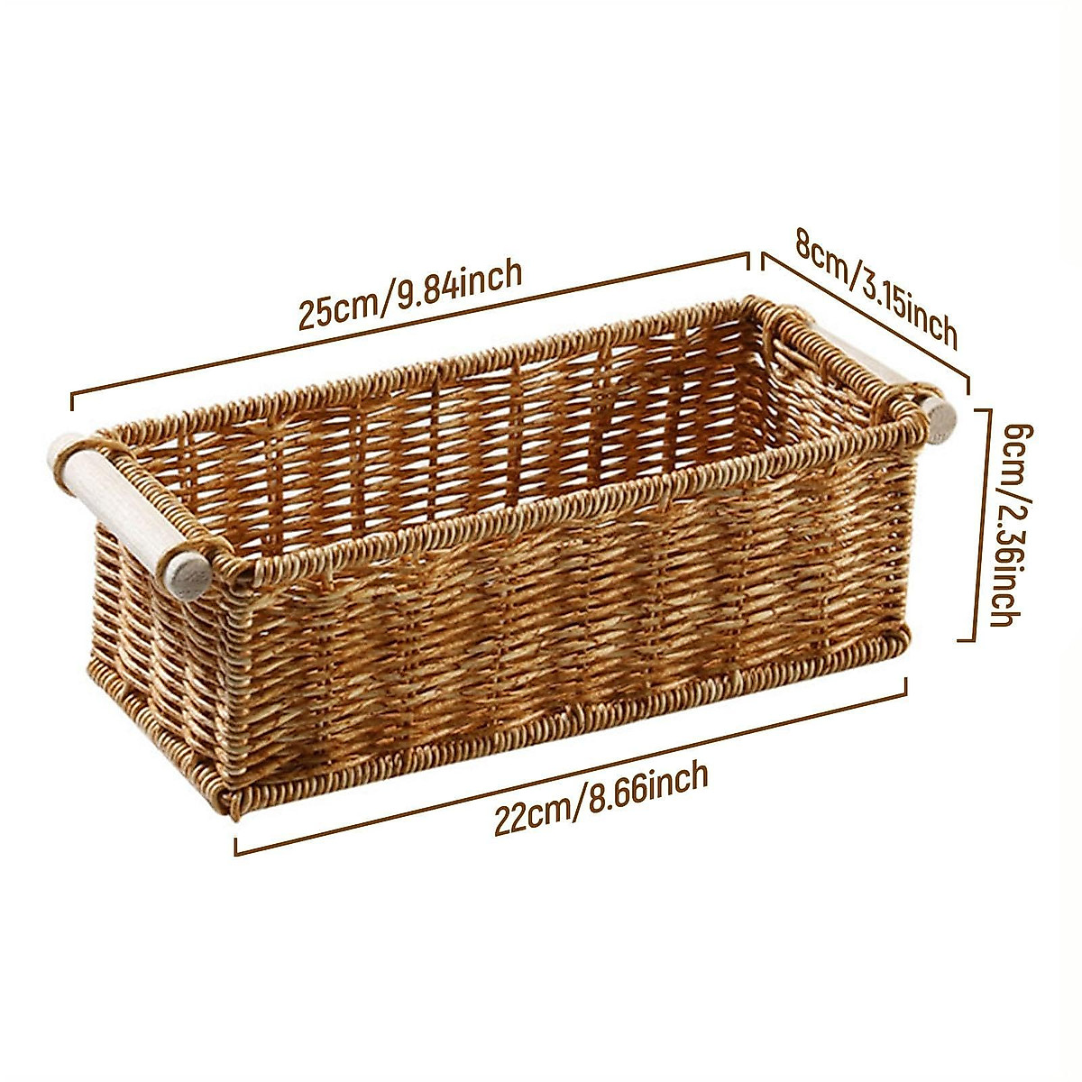 IEUDNS Imitation Rattan Storage Basket Woven Baskets Long Narrow Organizer Decorative for Organizing for Bar Coffee Table Bedroom, S