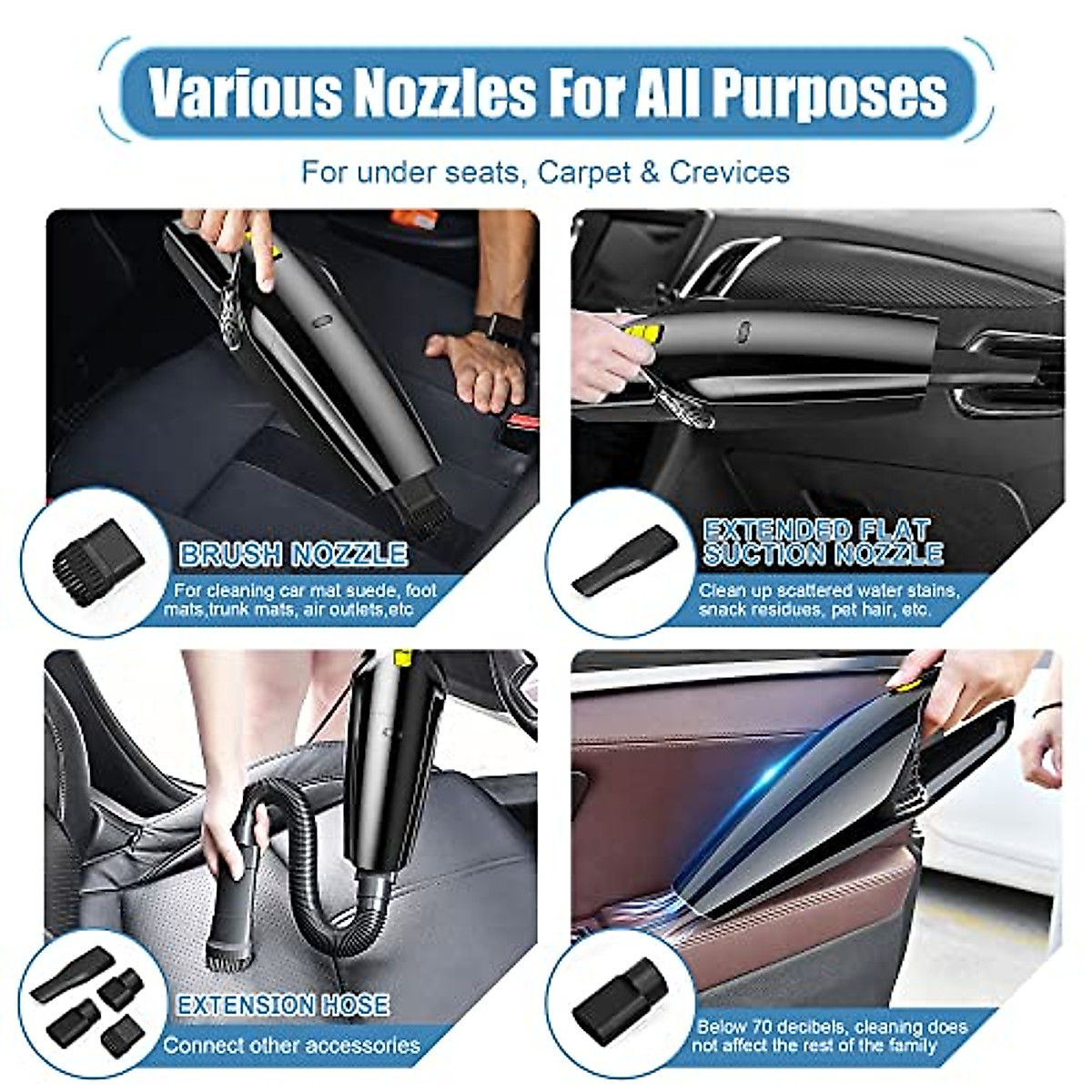 ESERRUY 20 PCS Car Interior Detailing Kit, Car Cleaning Kit with High Power Portable Handheld Vacuum, Auto Detailing Drill Brush Set, Car Windshield Cleaner, Car Wash Kit Supplies for Exterior Wheels