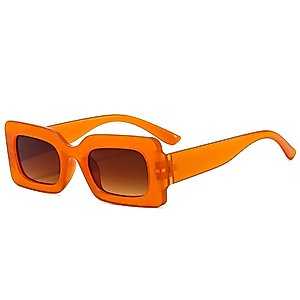 IKANOO Retro Rectangle Sunglasses for Women Vintage 90’s Candy Color Sunglasses Square Frame Y2K Eyewear (Orange)