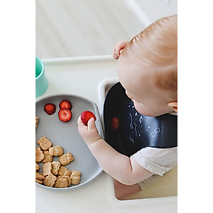 otterlove Silicone Baby Plate with Suction Base - 100% Platinum Pure LFGB Silicone with NO Fillers - BPA Free - Fits Most Highchair Trays (Undivided Plate + Cover - Sand)