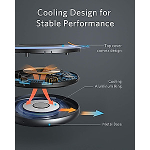 Anker 15W Max Wireless Charger with USB-C, PowerWave Alloy Pad, Qi Certified Fast Charging for iPhone SE, 11, 11 Pro, 11 Pro Max, X, Xs, Xr, Galaxy S20 S10 S9, Note 10, Note 9 & More (No AC Adapter)