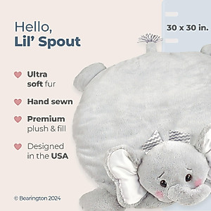 Bearington Baby Lil’ Spout Play Mat: 30” x 30” Plush Elephant Belly Blanket and Play Mat, Includes Soft Plush Fur and Adorable Bow, Perfect for Infants and Toddler Floor Time, Great