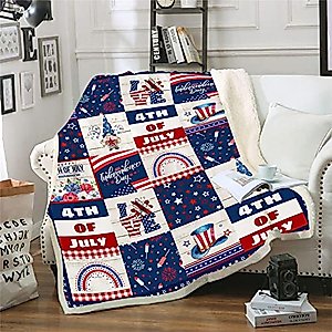 4th of July Decorations Blanket, Patriotic Memorial Day Independence Day Happy 4th of July Cute Gnome USA Flag Citizenship Veteran Labor Day Gifts, Soft Lightweight Cozy Throw Blanket for Couch Bed
