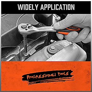 HORUSDY 12-Pieces 1/4” Ratchet Socket Wrench Set, Drive Socket Set, 4mm -13mm Sockets and, Quick Released Ratchet Handle and 10 cm Extension Bar