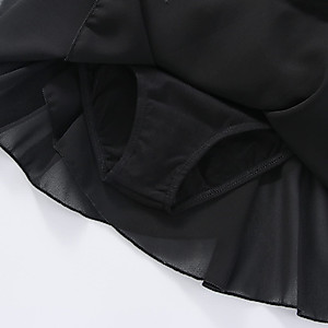 vivifayee Girls Ballet Leotards Dance Tutu Dress with Chiffon Bow Skirted Outfit X-Black