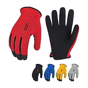 Vgo... 5-Pairs Multi-Functional Safety Work Gloves, Builder Gloves, Gardening Gloves, Light Duty Gloves, Value Pack (Size L, 5 Colors, AL8736)