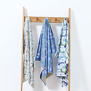 CREVENT Minky Baby Blanket for Boys, Soft Plush Receiving for Newborns - Giraffe 30x40 Inches