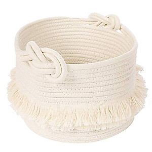 Woven Storage Baskets Cotton Rope Decorative Hamper for Nursery, Toys, Blankets, and Laundry, Cute Tassel Nursery Decor - Home Storage Container