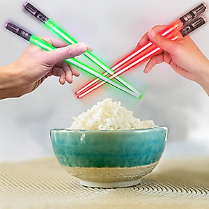 ChopSabers Lightsaber Led Light Up Chopsticks, Red/Green, Pair of 2