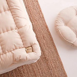 Wow 100% Organic Merino Wool Pillow Top Mattress Topper 2" for Back Pain Relief | Non-Toxic Raw Cotton Cover | Natural Cooling Quilted Fitted Mattress Pad | Hand Made Authentic Comfort | Medium Firm